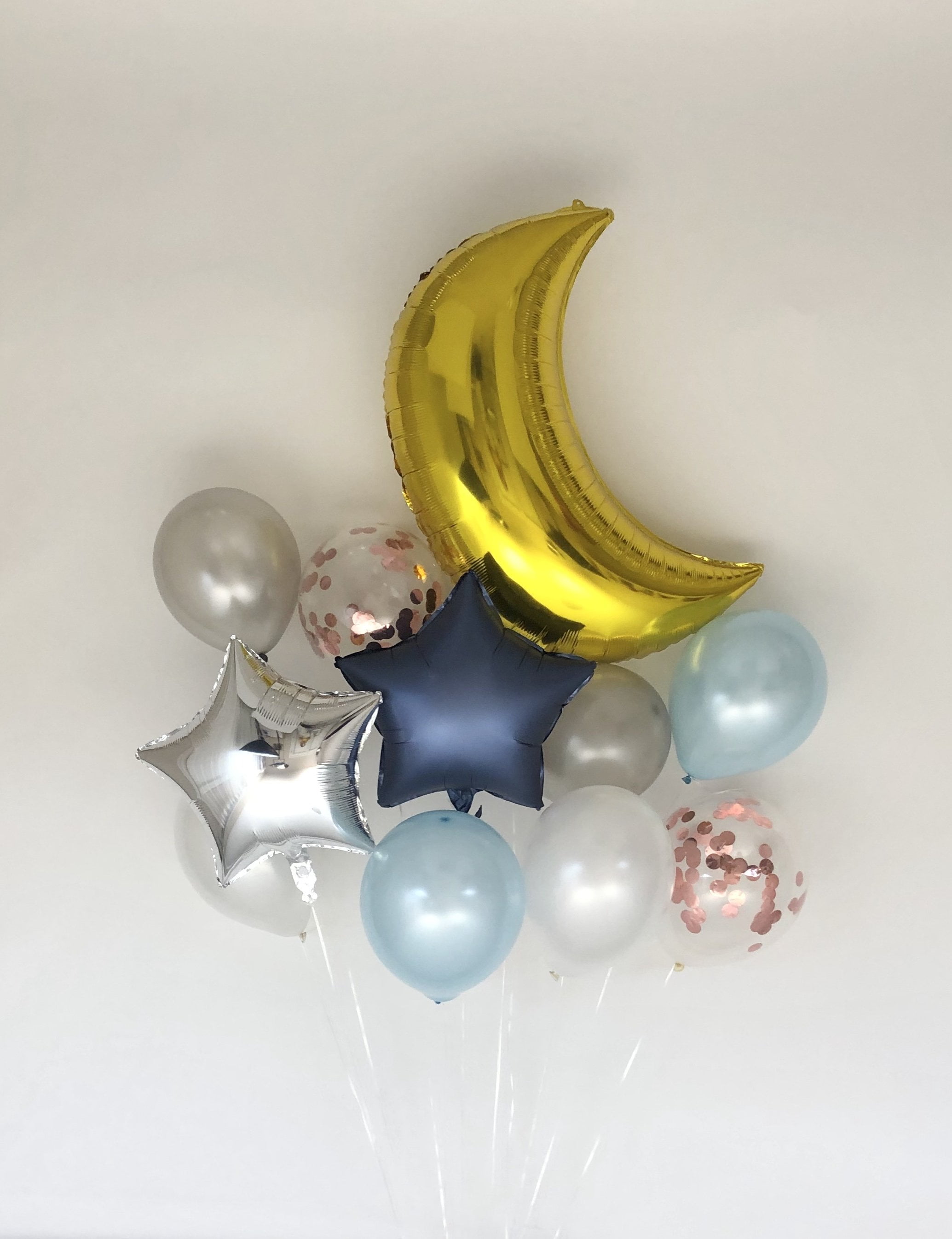 Sweet Moon 11 Piece Moon and Star Balloons Bouquet - Baby Shower ...