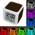 Alarm Clocks Golden Dust Digital Clock 7 Color LED Night Light Silent ...