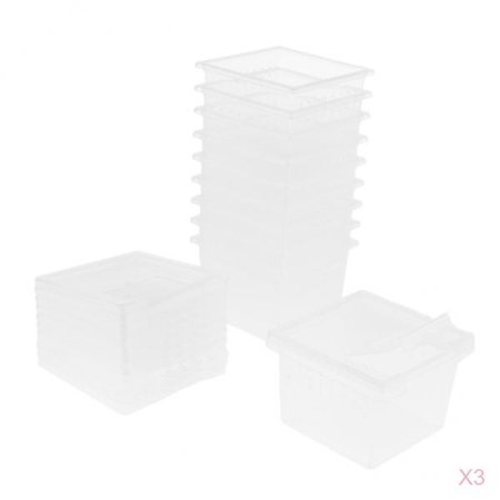 3x 10Pieces Clear Reptile Lizards Food Feeding Box Turtle Breeding Box ...