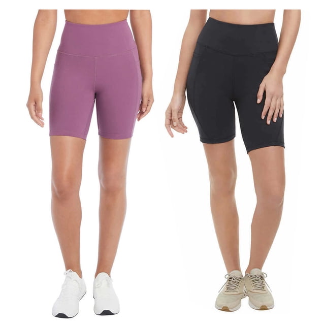 Danskin Women's 2 Pack Bike Shorts (Black/Vintage Plum, Medium ...