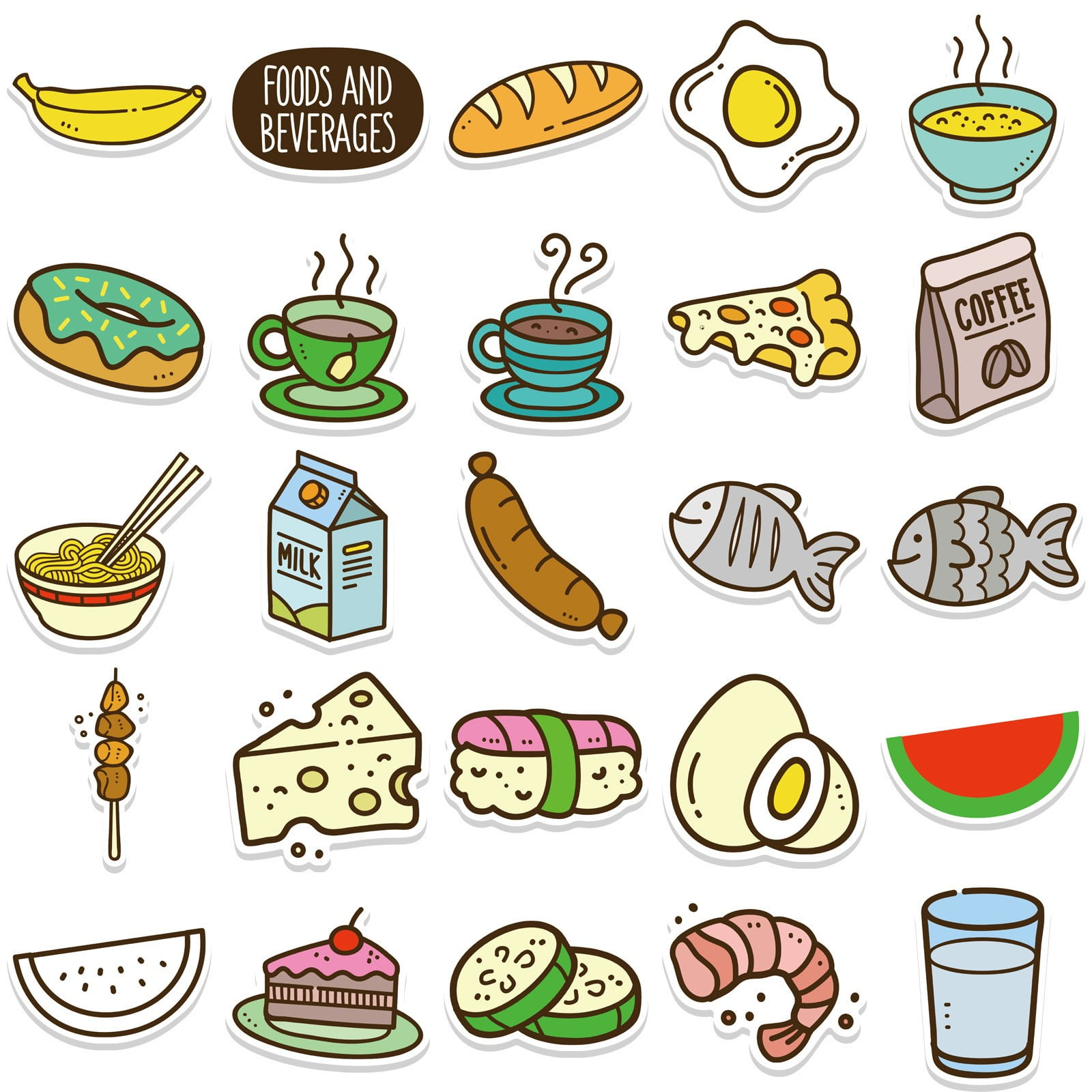 SEMIMAY Cartoon Food Dessert Waterproof Sticker Luggage Guitar Notebook ...