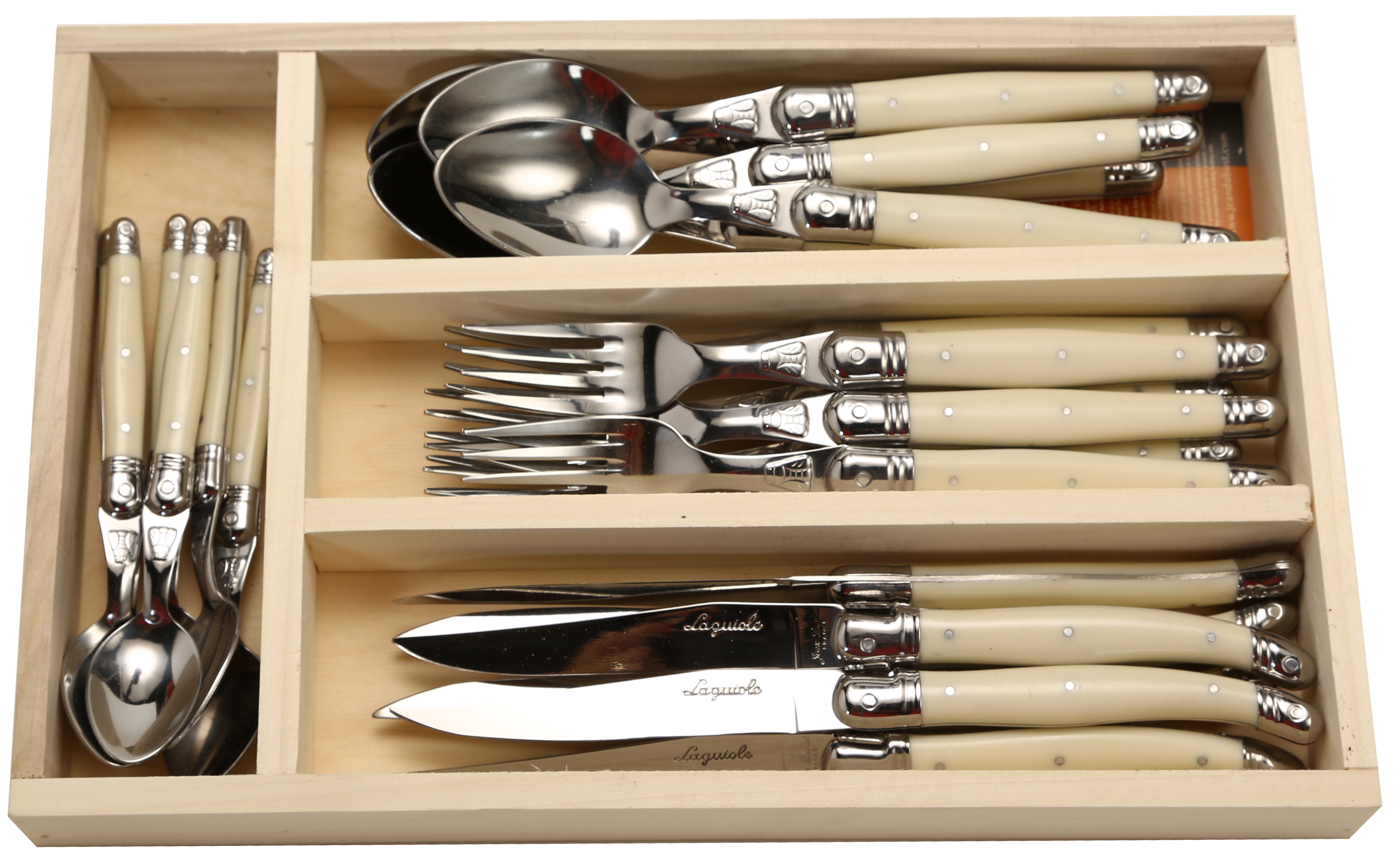 24 Pc Everyday Flatware Ivory in Tray - Walmart.com