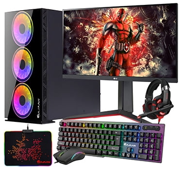 HAJAAN BREEZE Gaming Desktop Tower PC with 24 Inch Gaming Monitor ...