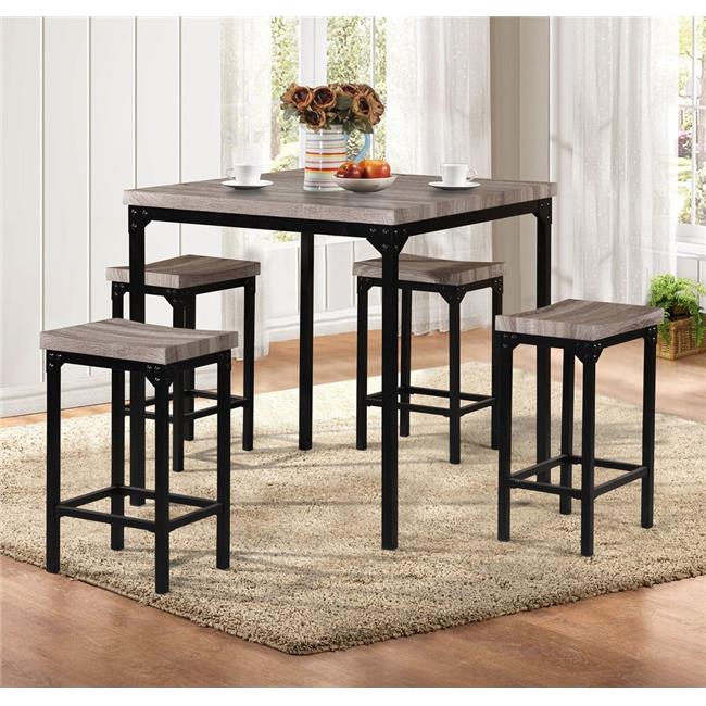 Counter Height 5 Pieces Dining Set In Brown And Black - Walmart.com