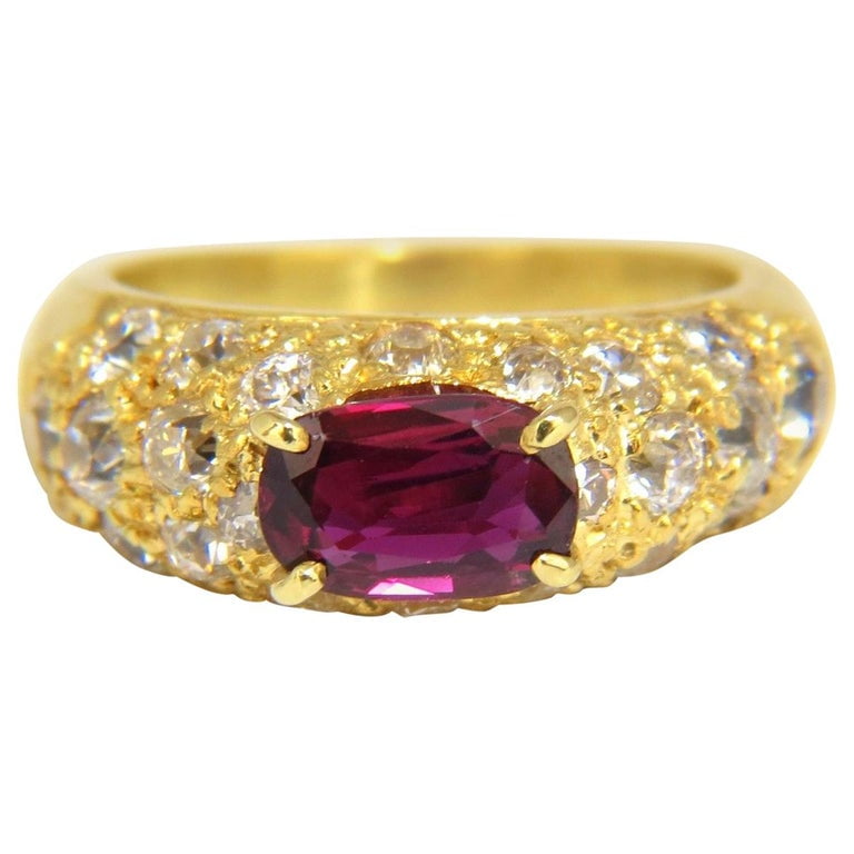 Avis Diamond - 2.64ct. Natural Oval Vivid Purple Red Ruby Diamonds Ring ...