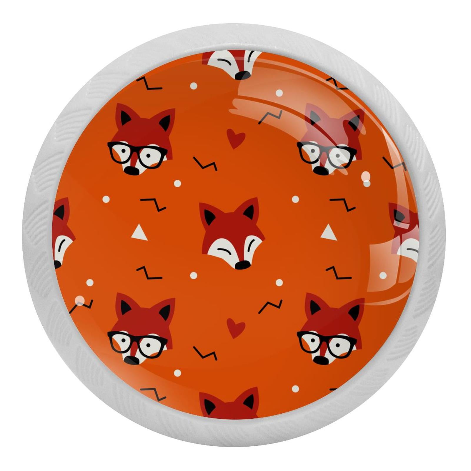 4PCS Round Fox Cabinet Fluorescence Knob Glowing in the Dark Furniture ...