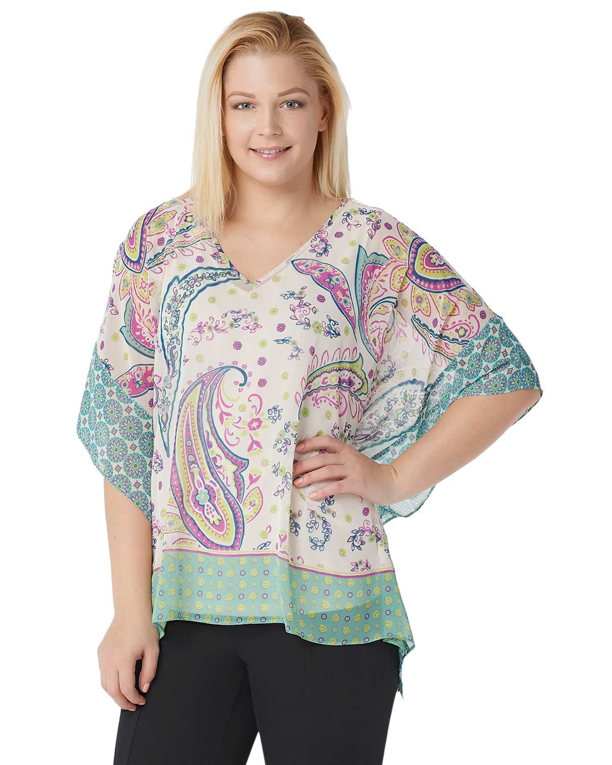Susan Graver Susan Graver Womens Sheer Chiffon Scarf Top X Large
