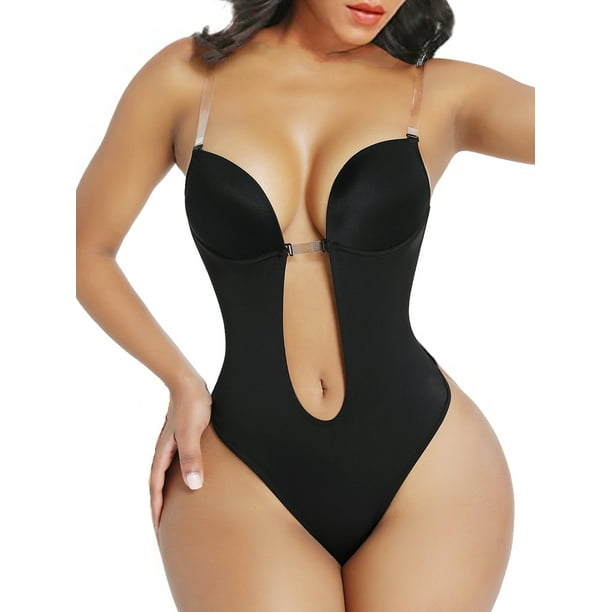 Invishaper Womens Backless Shapewear U Plunge Seamless Thong Bodysuit