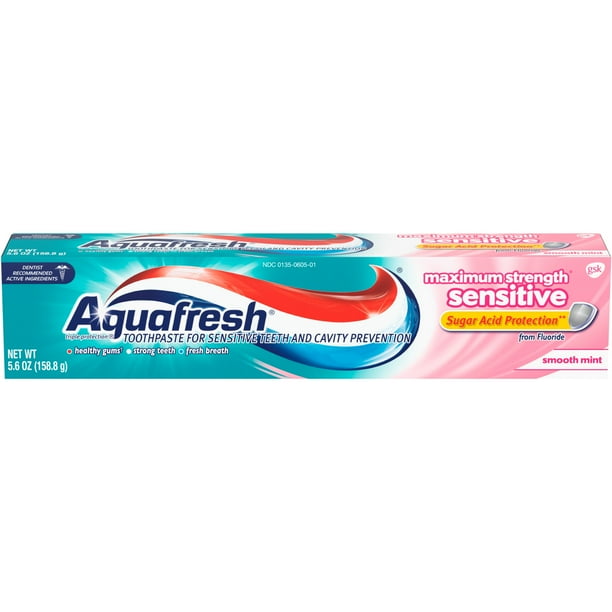 Aquafresh Maximum Strength Toothpaste for Sensitive Teeth, Smooth Mint ...