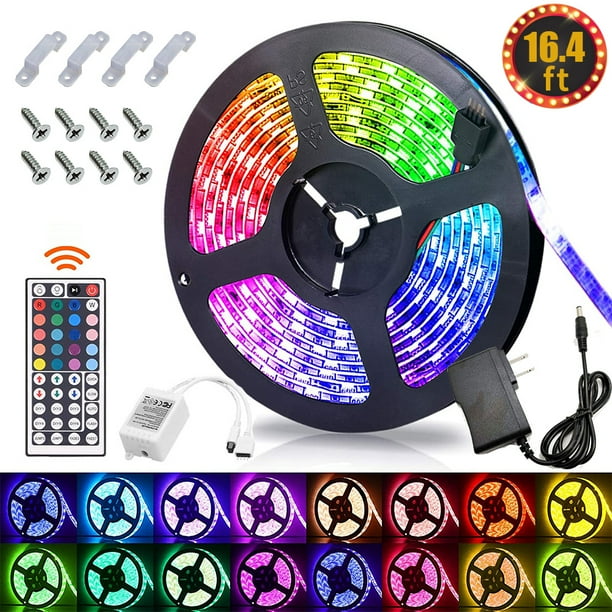 16.4ft/5M Muliticolor Changing Flexible Led Strip Lights TV Backlight ...