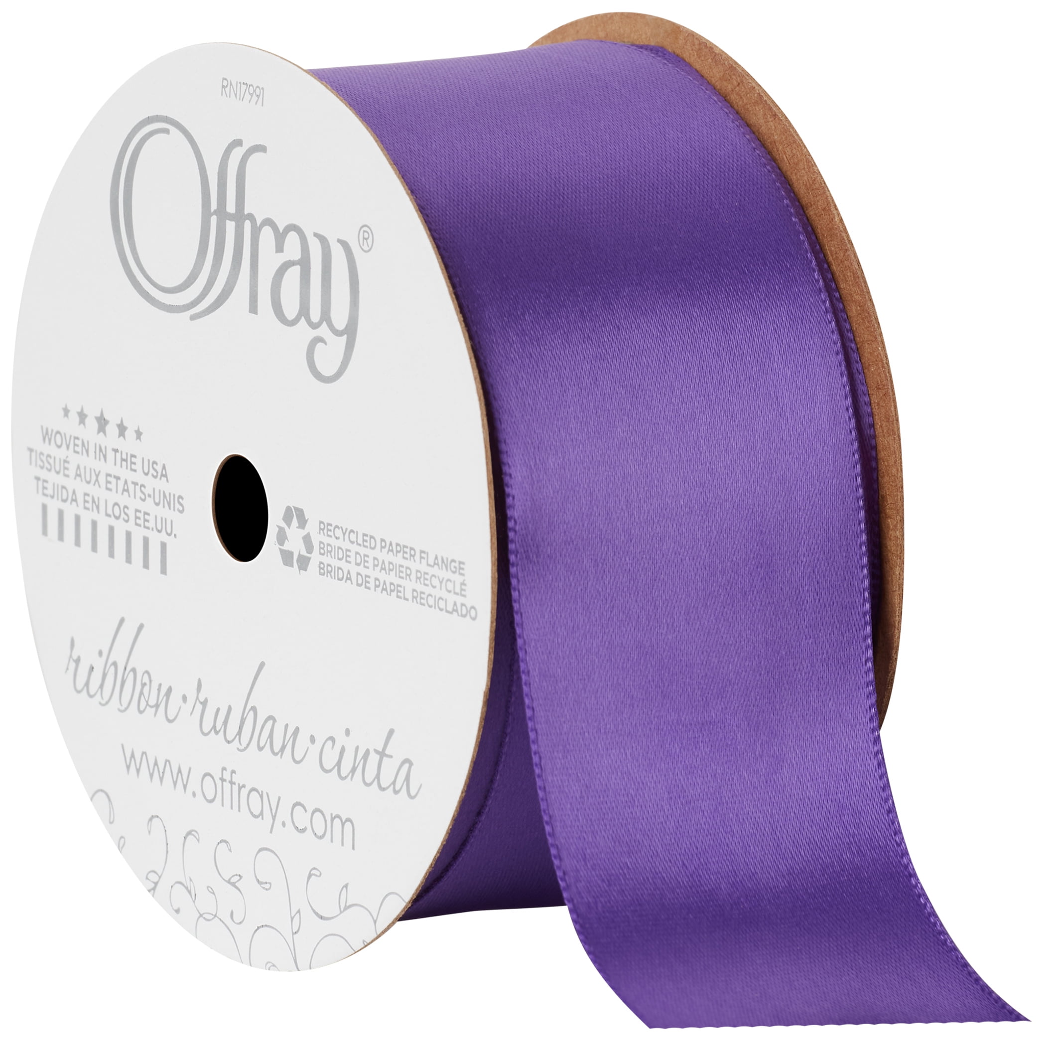 Offray Ribbon, Regal Purple 1 1/2 inch Single Face Satin Polyester ...