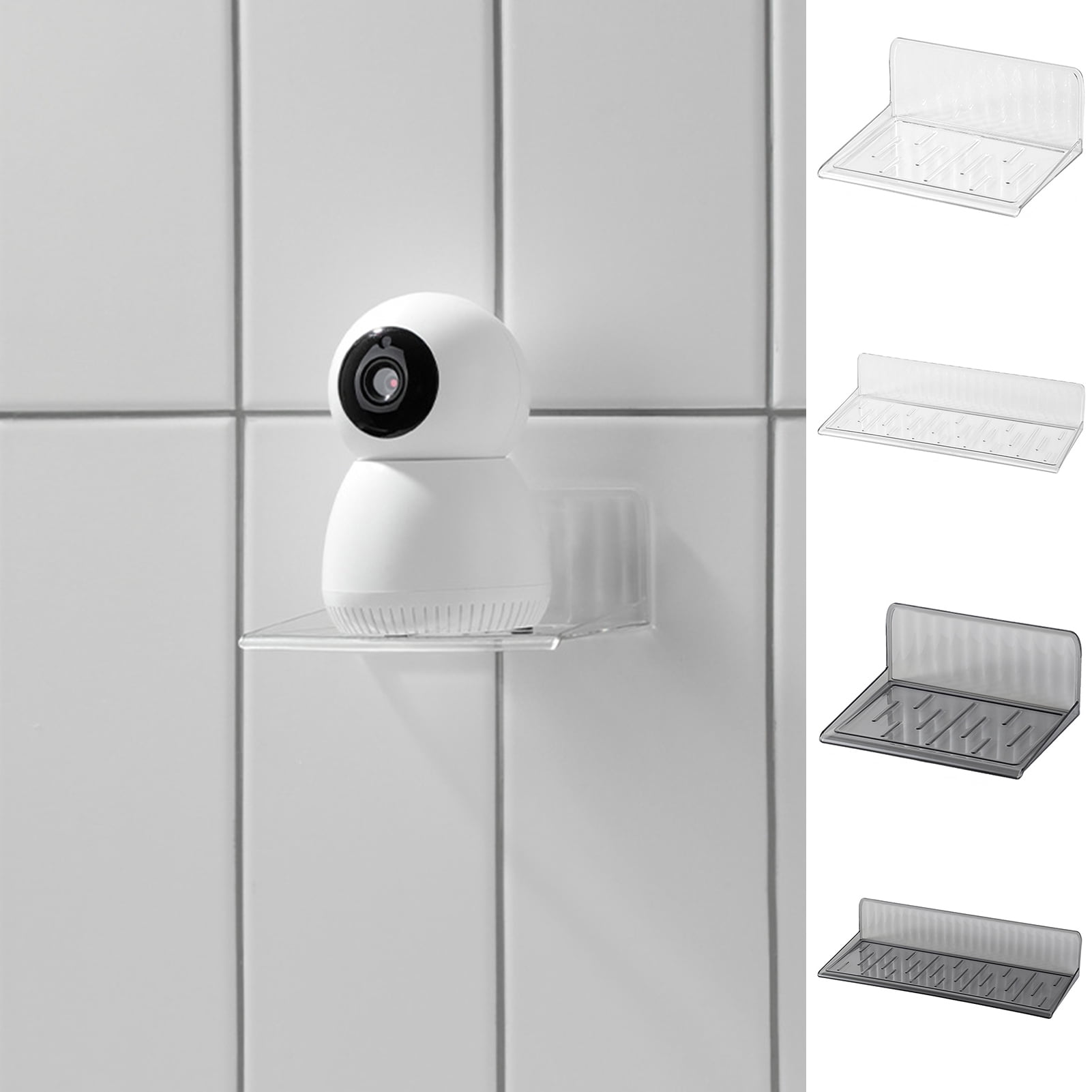 Waroomhosue Transparent Wall Mount Shelf No Drill Anti-Slip Great Load ...