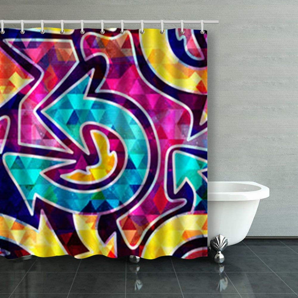 Artjia Bright Abstract Geometric Seamless Pattern Graffiti Split Shower