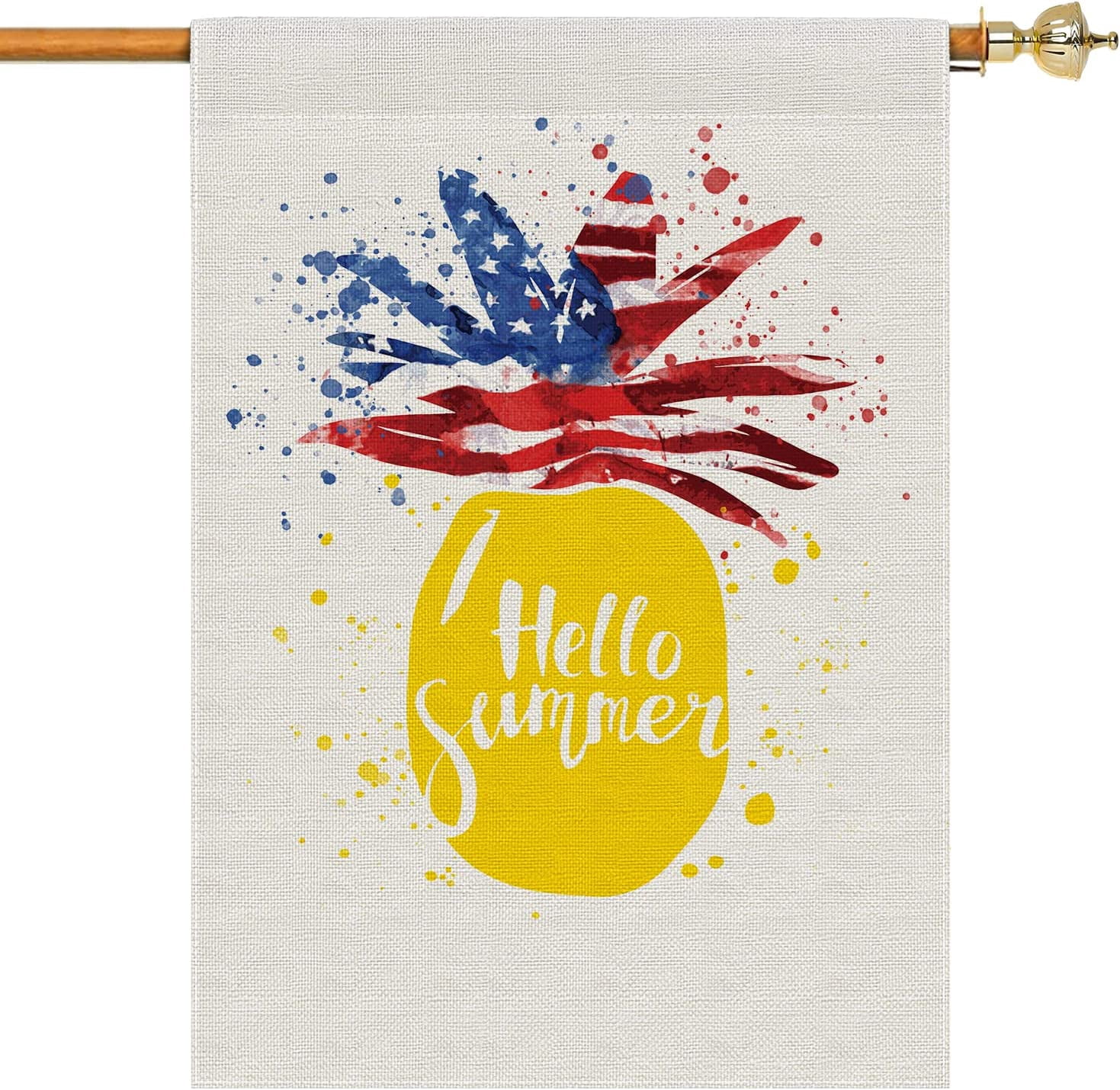 Thideape Pineapple Summer Houses Flag Double Sided Burlap Welcome ...