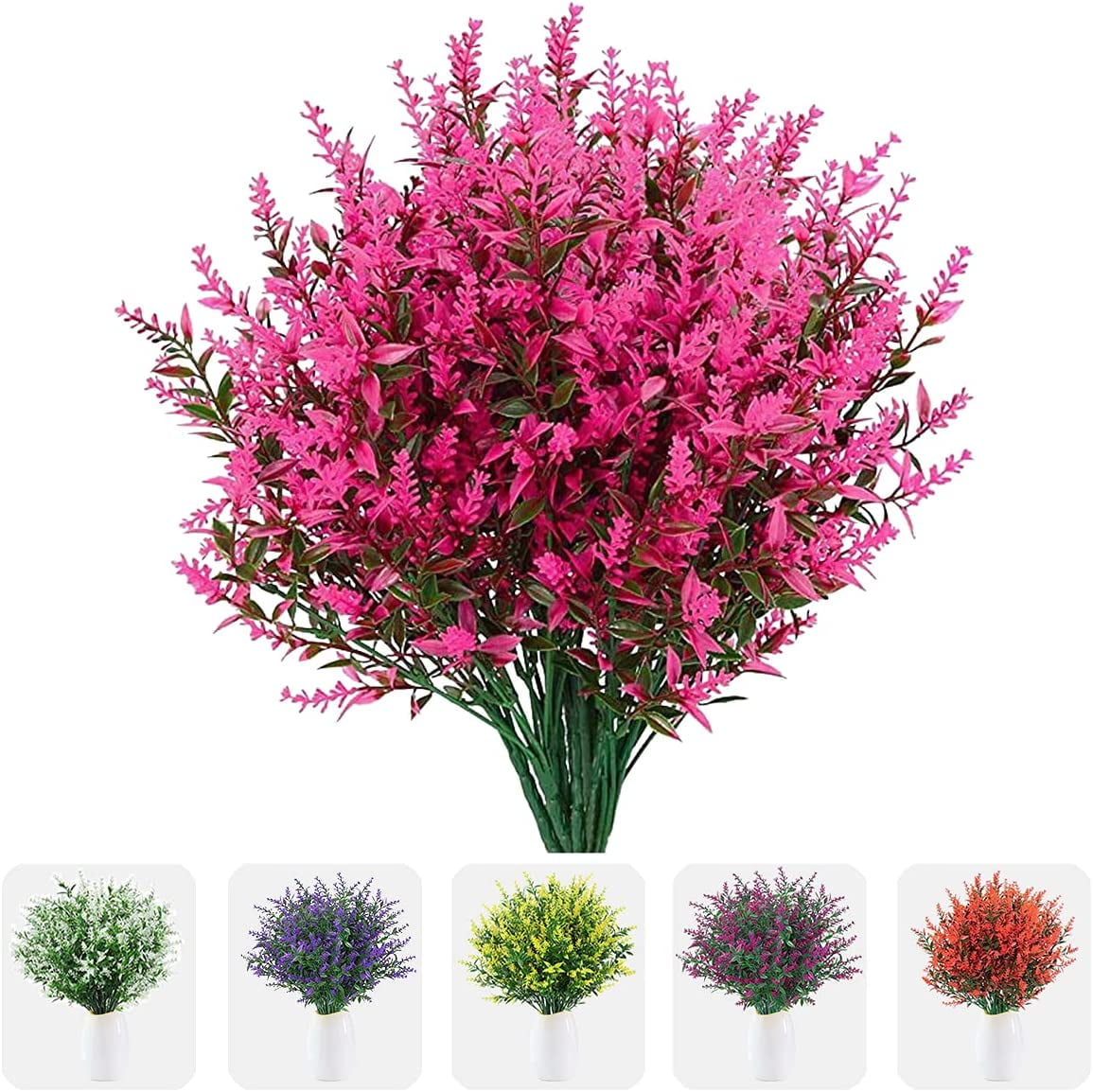 Sinhoon Artificial Greenery Lavender Fake Shrubs Flowers 12 Bundles UV ...