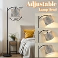 Arc Floor Lamp with Adjustable Lampshade Vintage Damask Light Blue ...