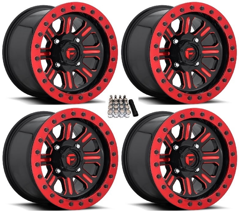 Fuel Hardline Beadlock 15x7/15x10 UTV Wheels Red Can-Am Maverick X3 ...
