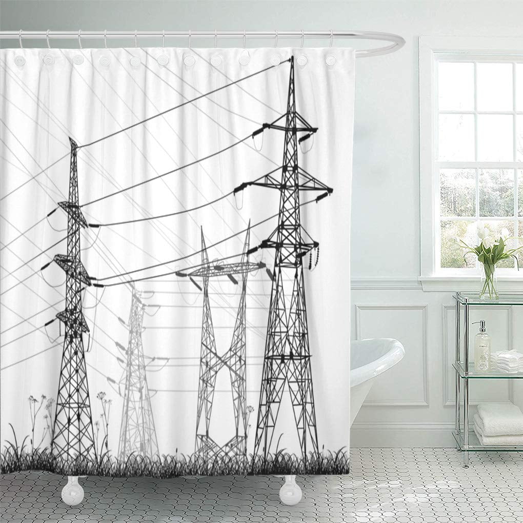 CYNLON Electricity Electrical Pylons in Grass Tower Black Built Cable ...