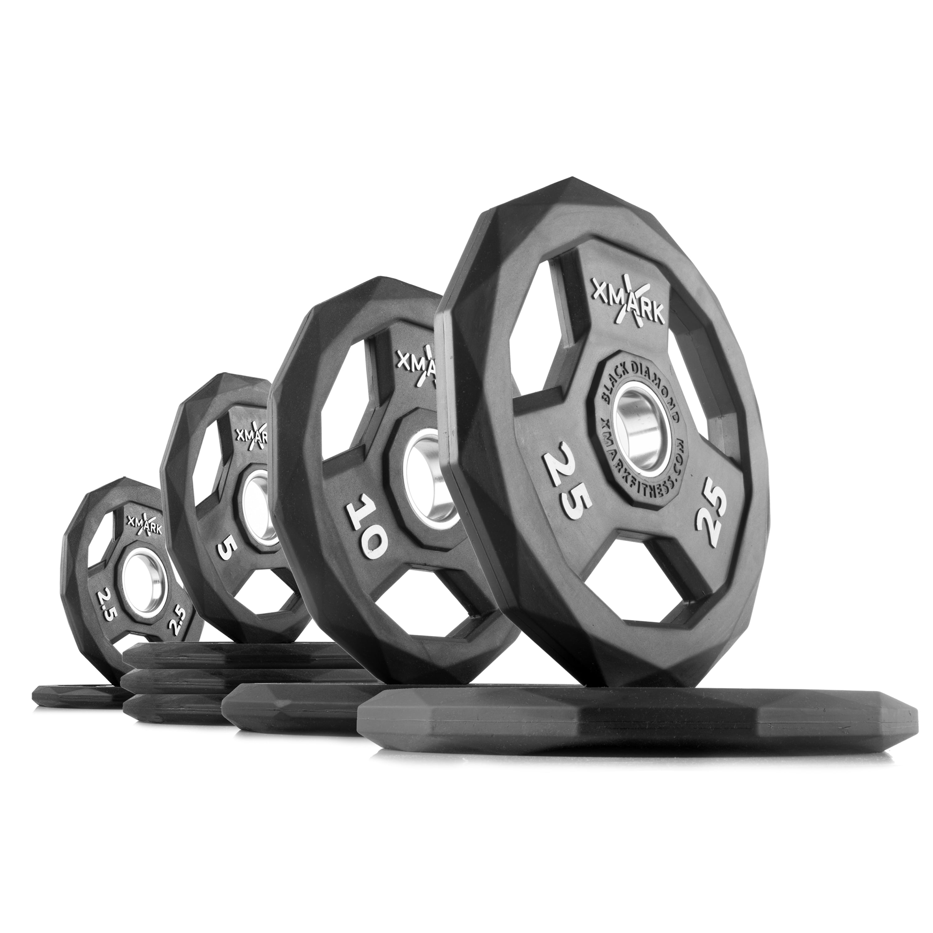 XMark Black Diamond 95 lb Set Olympic Weight Plates, One-Year Warranty ...