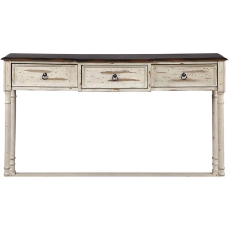 Beige Console Table Long End Table Sofa Table with Drawers for Entryway ...