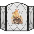 3 Panel Fireplace Screen 48" W x 29.5" H Modern Foldable with Wrought ...