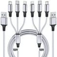 Multi-function charging cable, 10 feet 2-pack multi-phone charging ...