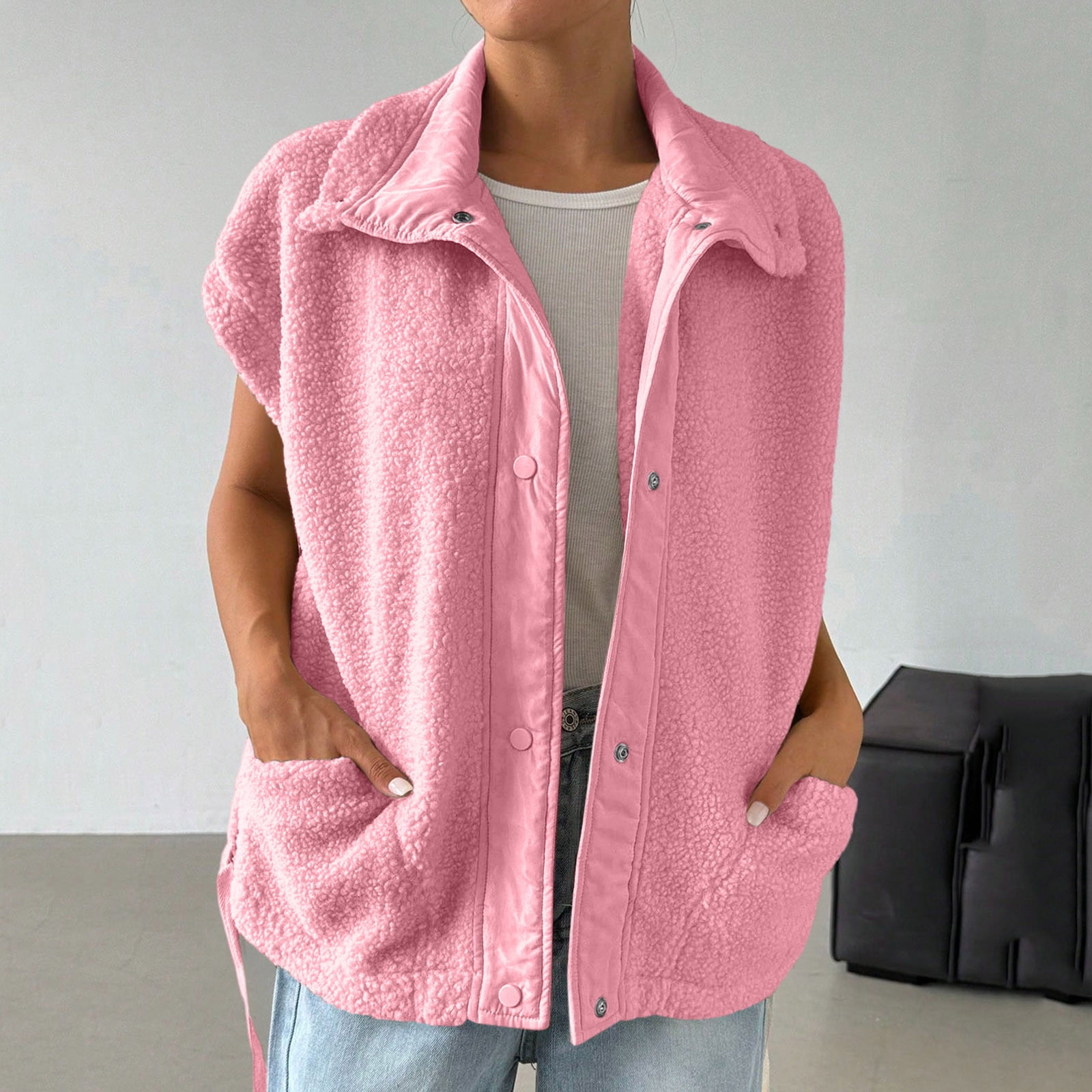 Click here for Mevxay Womens Fuzzy Fleece Vest  Casual Loose Slee... prices