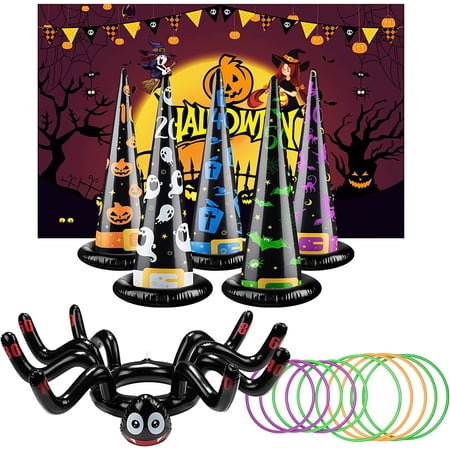 17 Pieces Halloween Party Games Toys Set Including Inflatable Witch Hat ...
