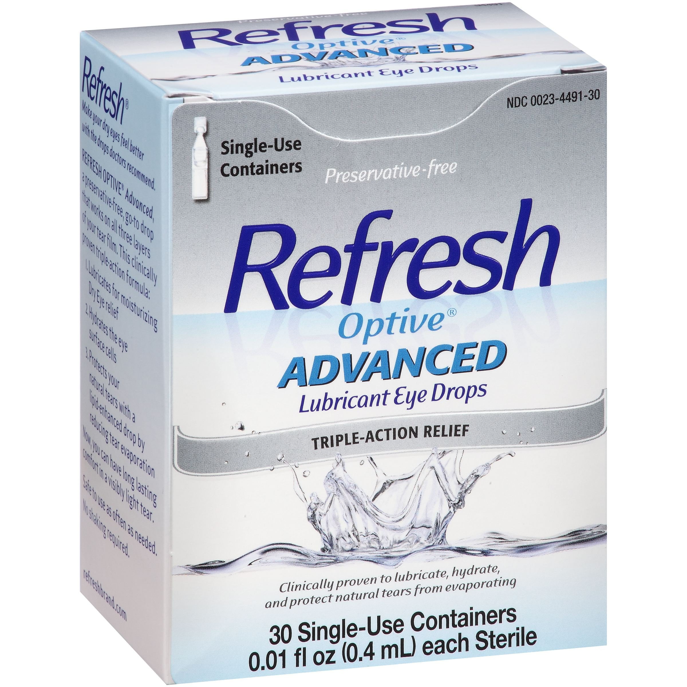 Refresh Optive Advance Triple Action Optical Drops, Unisex, 30ct, 2 ...