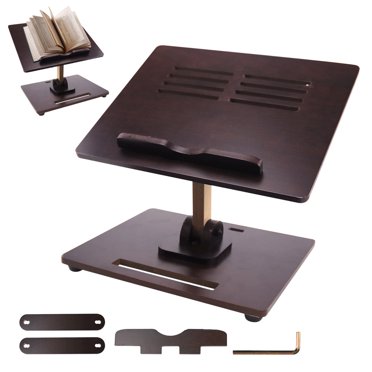 VIVO Adjustable Bamboo Book Stand, Light Wood / White, Laptop ...