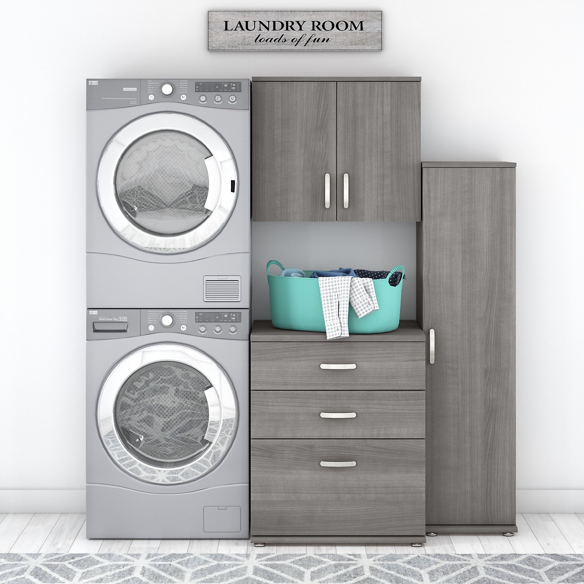 Bush Business Furniture Universal 3 Piece Modular Laundry Storage by ...