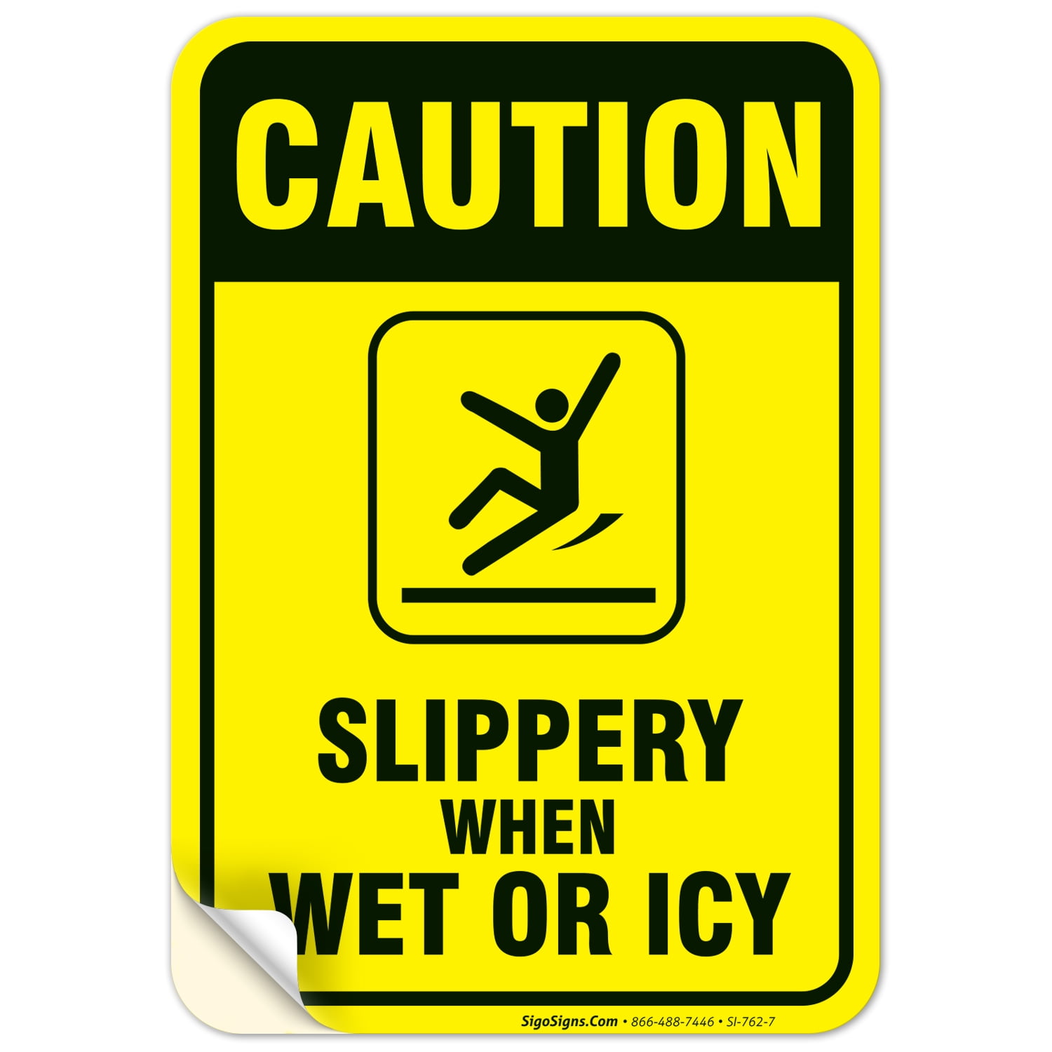 Slippery When Wet Or ICY Sign, Caution Sign, - Walmart.com