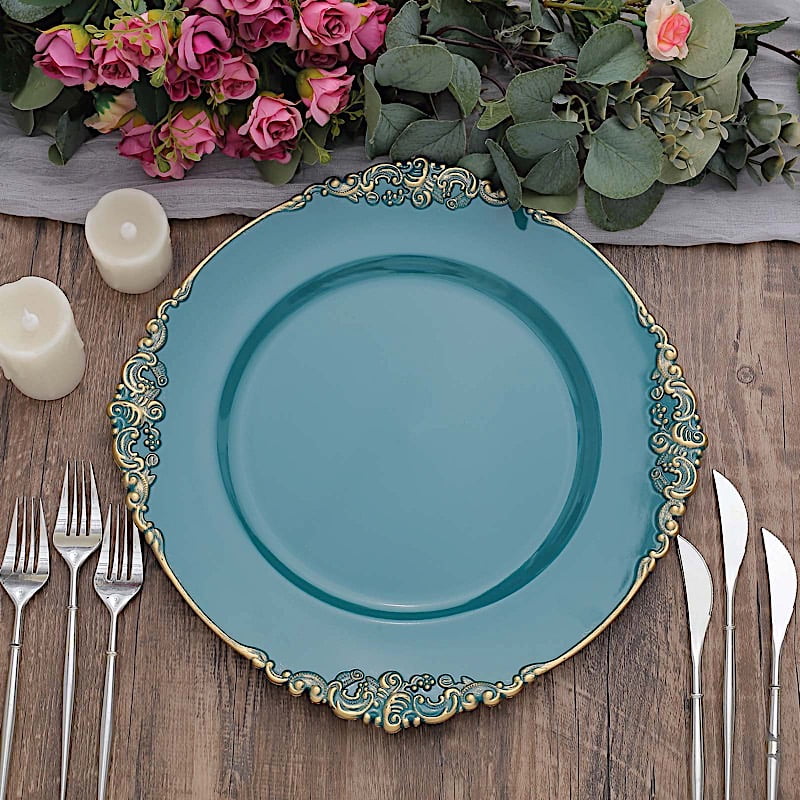 BalsaCircle 6 Peacock Teal 13" Acrylic Round Charger Plates Decorations ...
