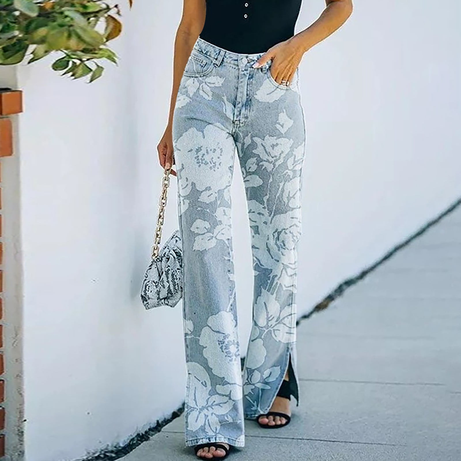 Qwang Clearance Woman Summer Trousers Ladies Casual Wide Leg Pants