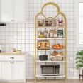 Tribesigns 5-Tier Arched Bookshelf, Decorative Metal & Wooden Bookcase ...