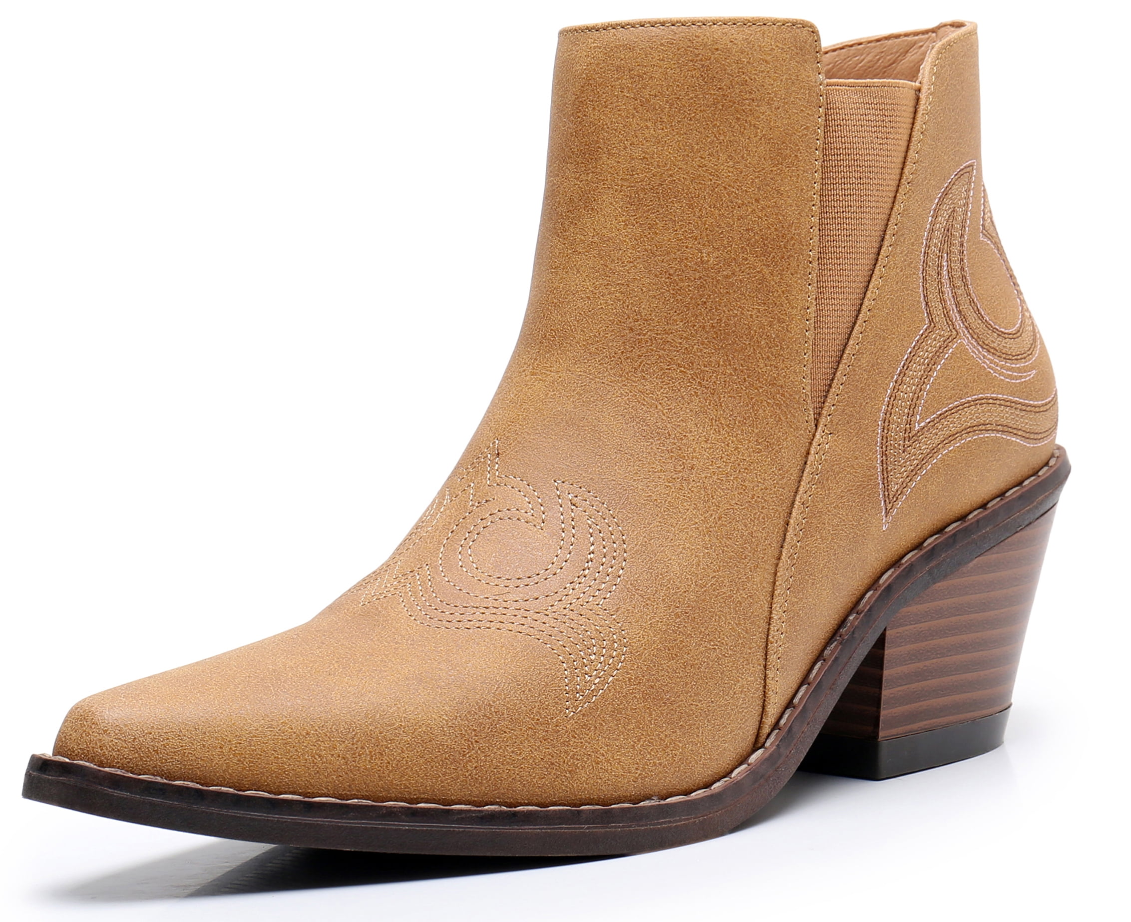 Apakowa Women’s Embroidery Western Ankle Cowgirl Boots - Walmart.com