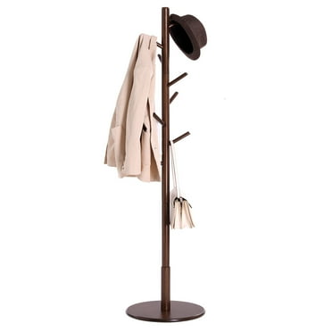 VASAGLE Solid Wood Coat Rack - Tree-Shaped, Free Standing, 8 Hooks, 3 ...