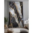 Abstract Marble Sheer Curtains 108 Inch Long 1 Panel Black Gold Crack ...