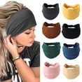 Bohemian style elastic headband, solid color wide edge headband, sports ...
