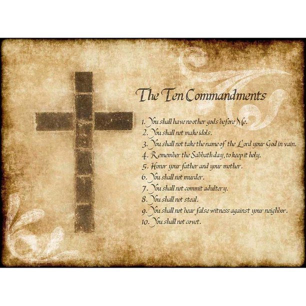 The Ten 10 Commandments Cross Christian Religious Bible Quote ...