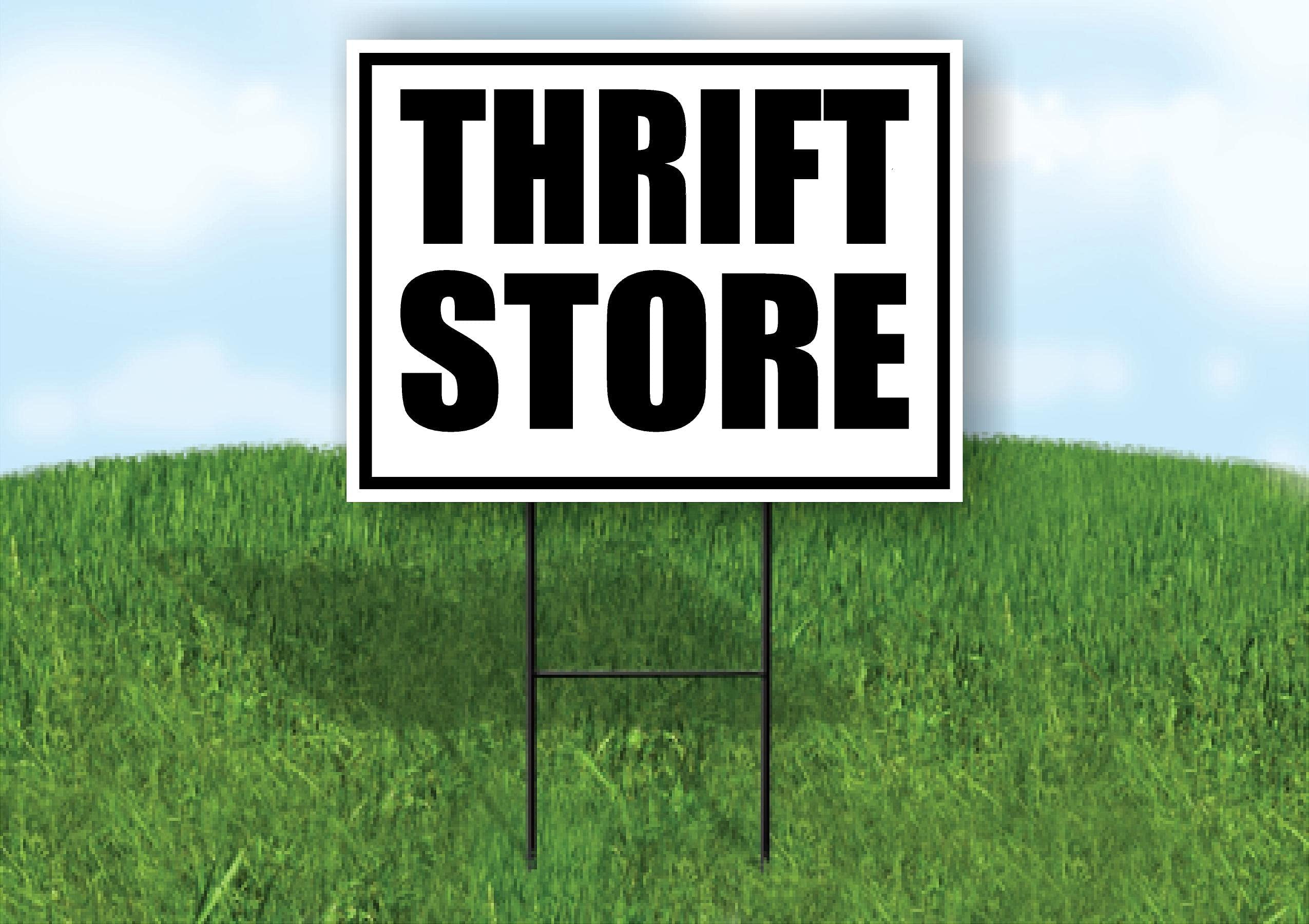 Double Sided Sign THRIFT STORE BLACK BORDER Yard Sign ROAD SIGN with ...