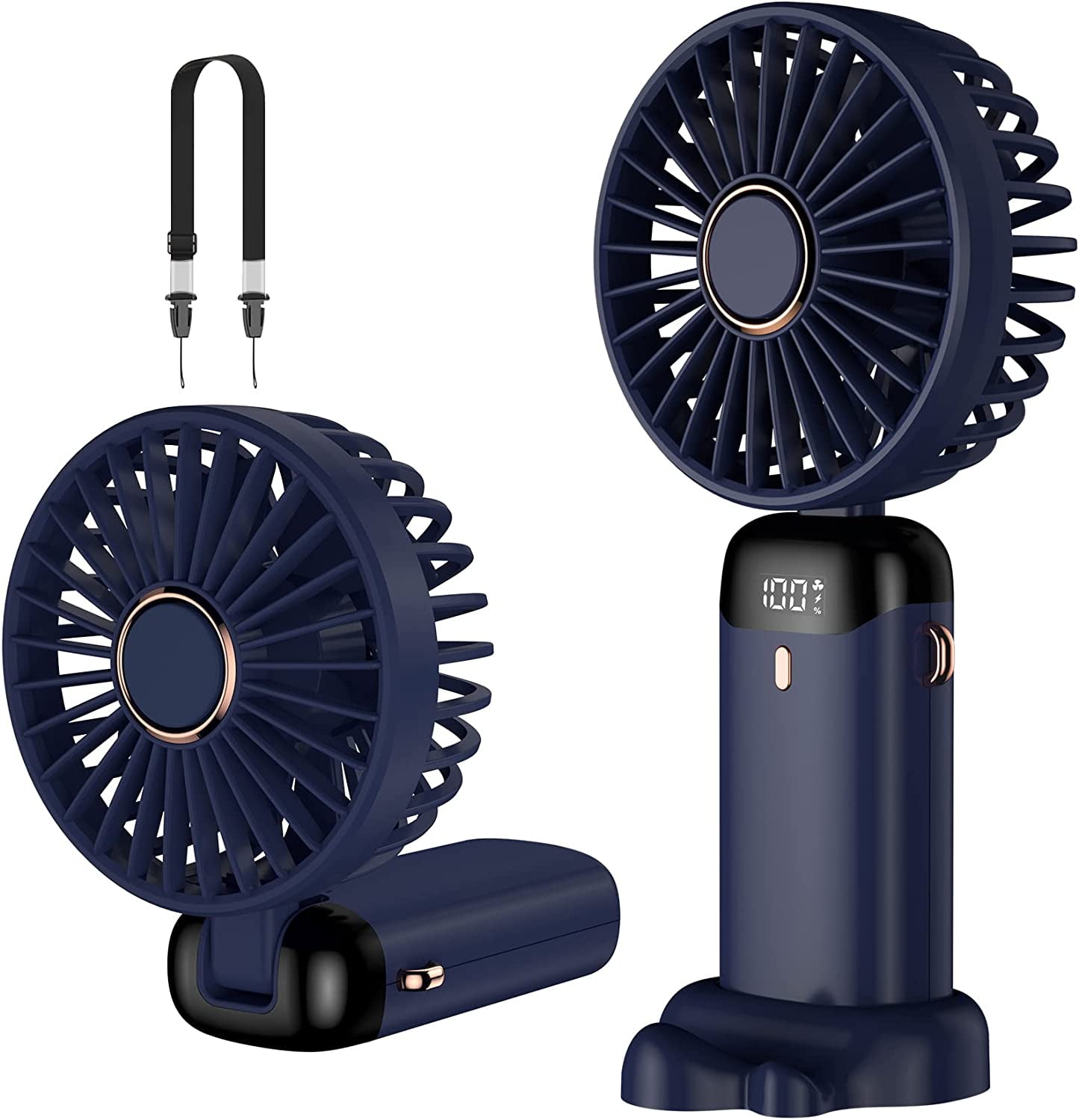Ventilador de mano azul, mini ventilador portátil recargable por USB ...