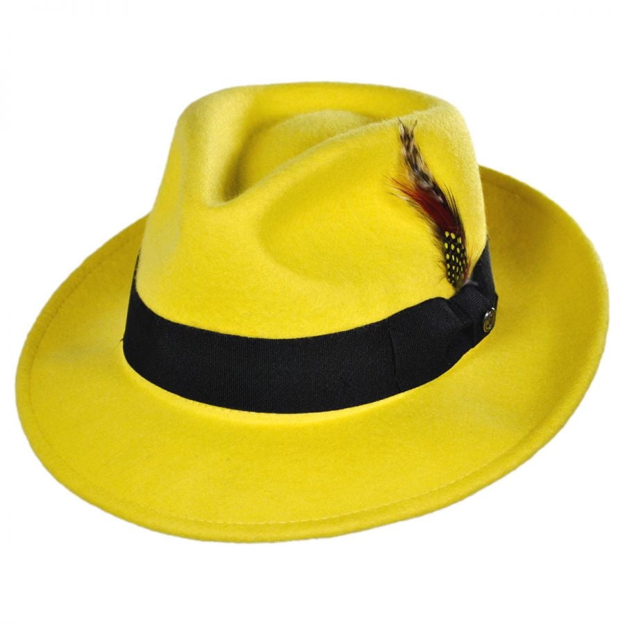 Pachuco Crushable Wool Felt Fedora Hat - S - Yellow - Walmart.com