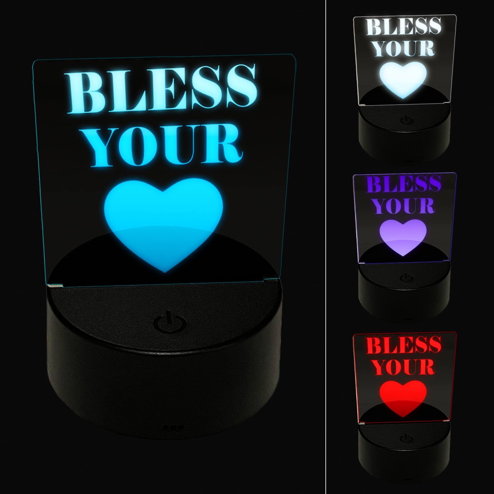 Bless Your Heart Southern LED Night Light Sign 3D Illusion Desk ...