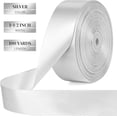 1-1/2 Inch 100 Yards Silver Satin Ribbon, Solid Fabric Ribbon Roll for ...