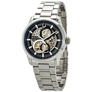 Bulova Men's Automatic Silver Skeleton Dial Stainless Steel Bracelet ...
