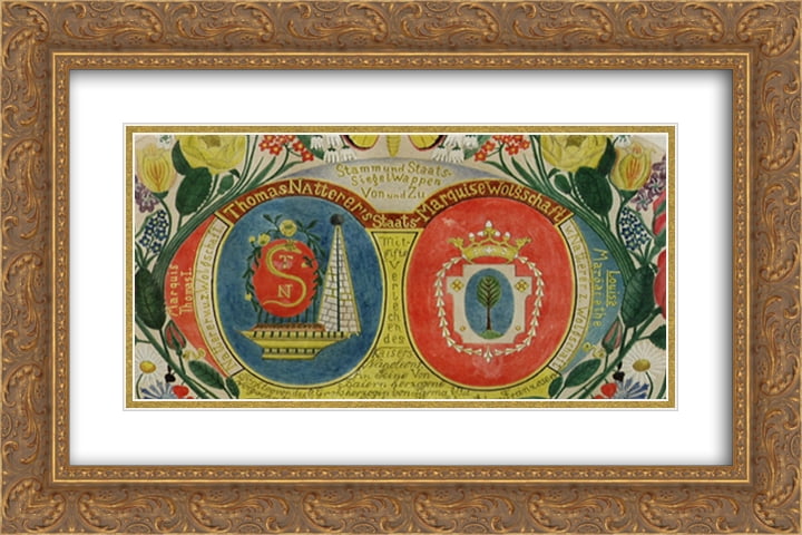 August Natterer 2x Matted 24x16 Gold Ornate Framed Art Print 'Wappen ...