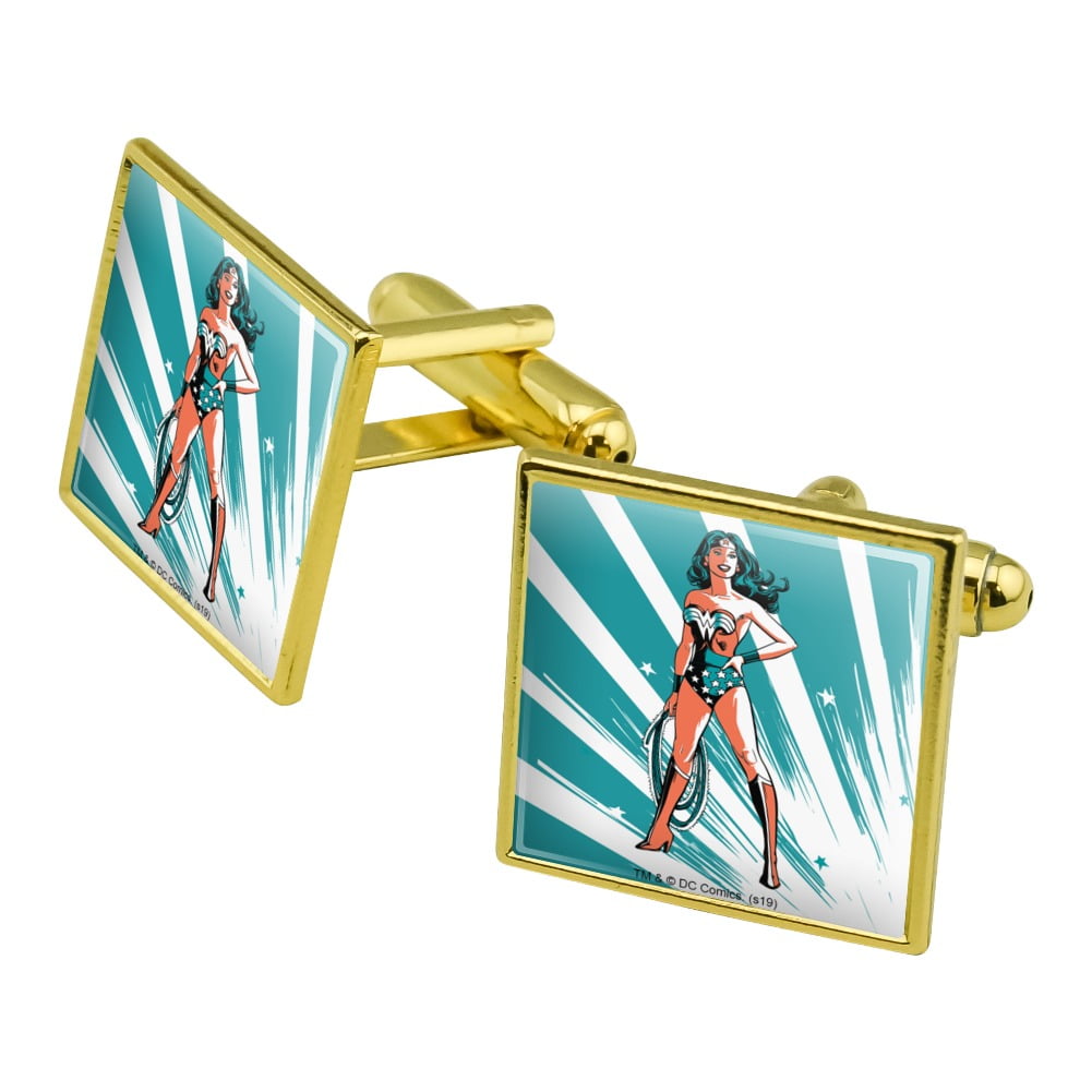 Wonder Woman Flashing Lights Square Cufflink Set - Silver or Gold ...