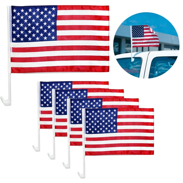 5 PC Car Window Clip on USA Flag United States American Flag Patriotic ...