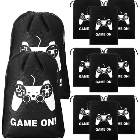32 Pieces Video Game Bags Black Gaming Party Non Woven Bags White ...